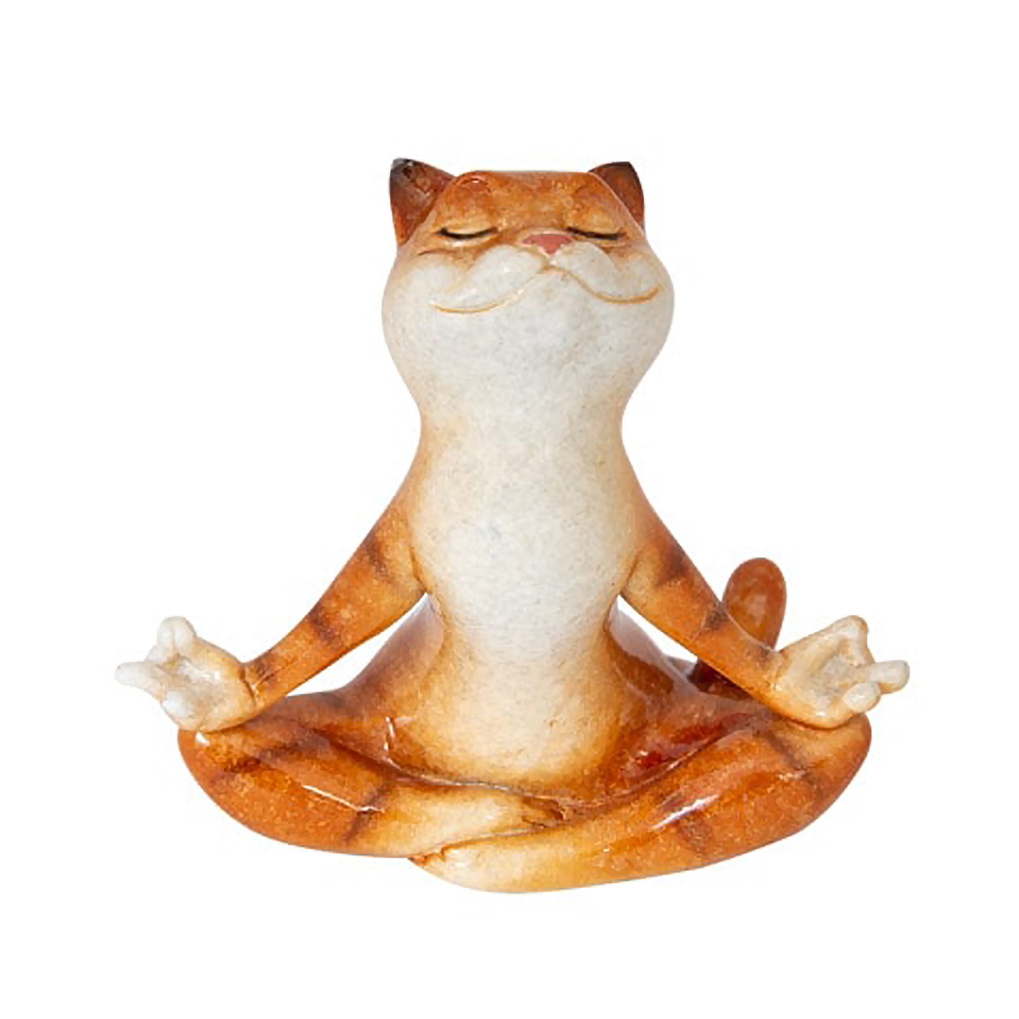 Yoga Orange Cat Meditating Pose - Decorative Polystone Figurine Décor ...