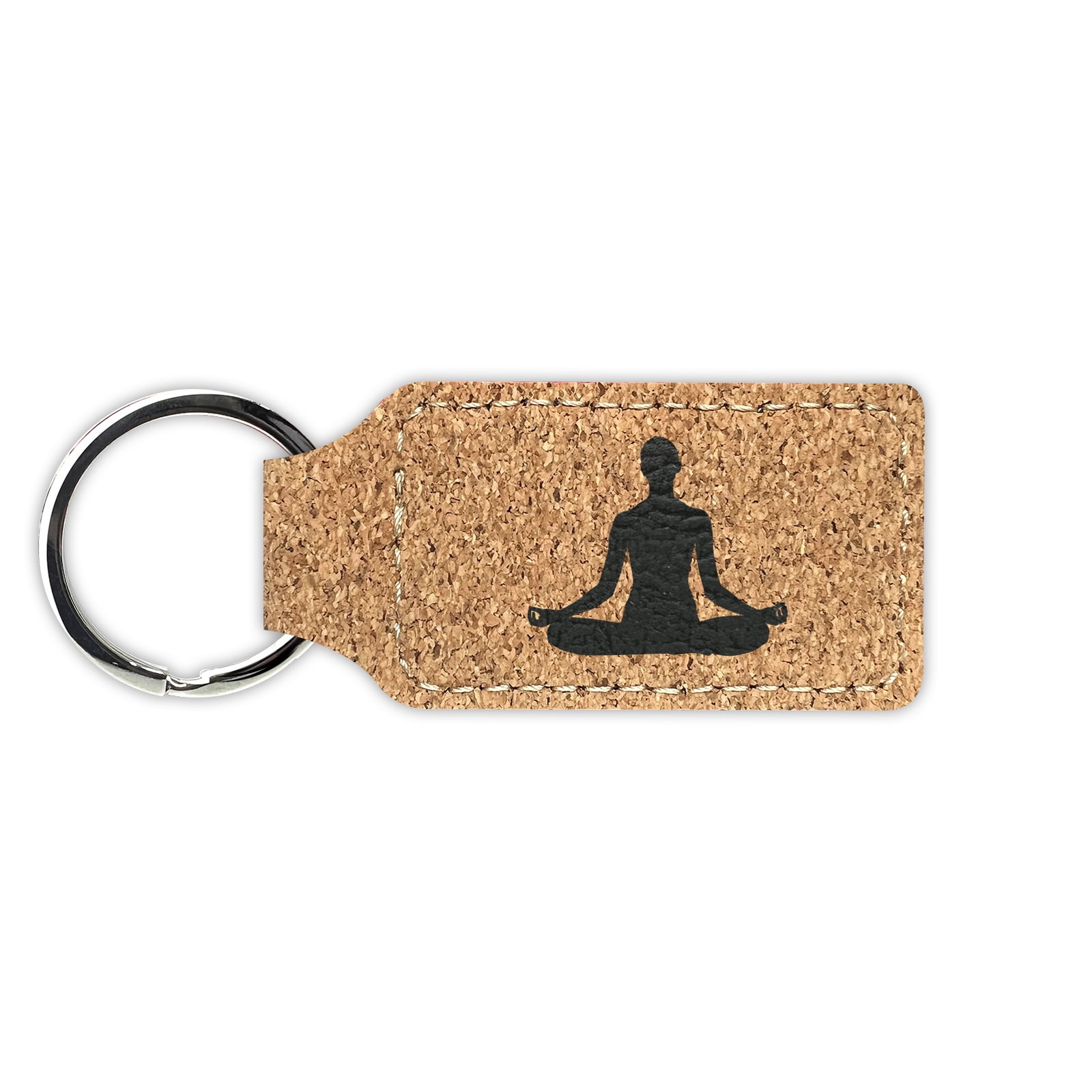 Yoga Padmasana Pose Keychain Leatherette Rectangle - Laser Engraved ...