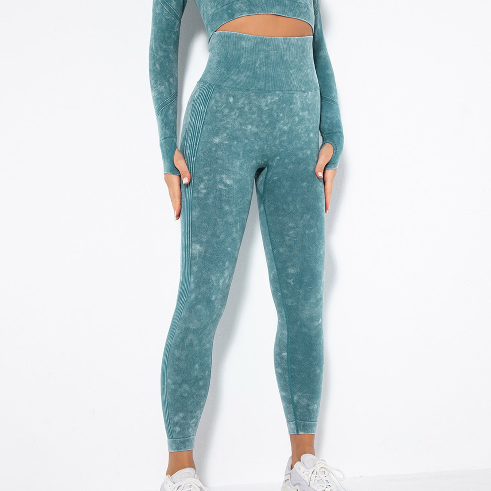 Yoga Pants Sports Fitness Seamless, Patchwork Washed Solid Color Yoga ...