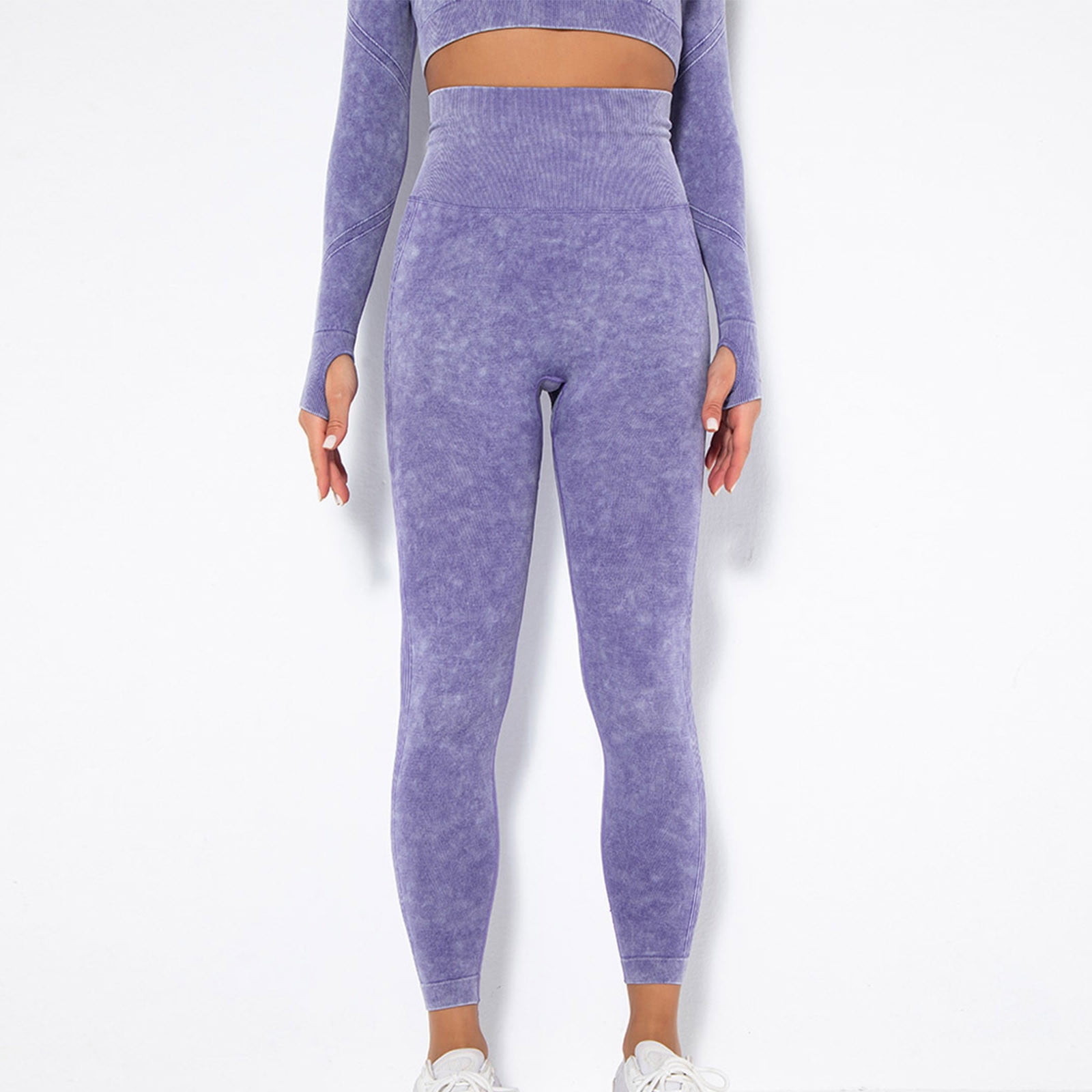 Yoga Pants Sports Fitness Seamless, Patchwork Washed Solid Color Yoga ...