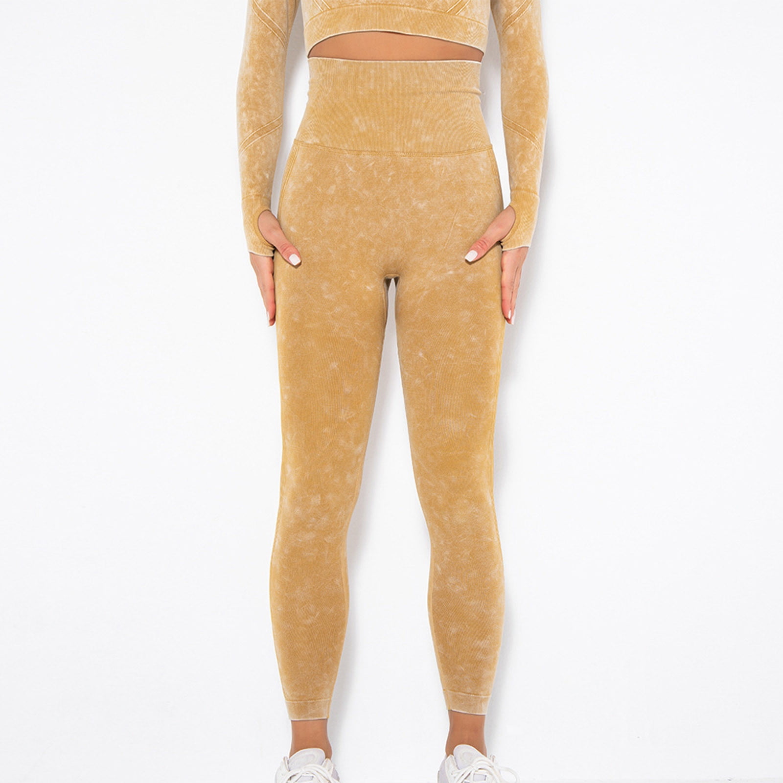 Yoga Pants Sports Fitness Seamless, Patchwork Washed Solid Color Yoga ...