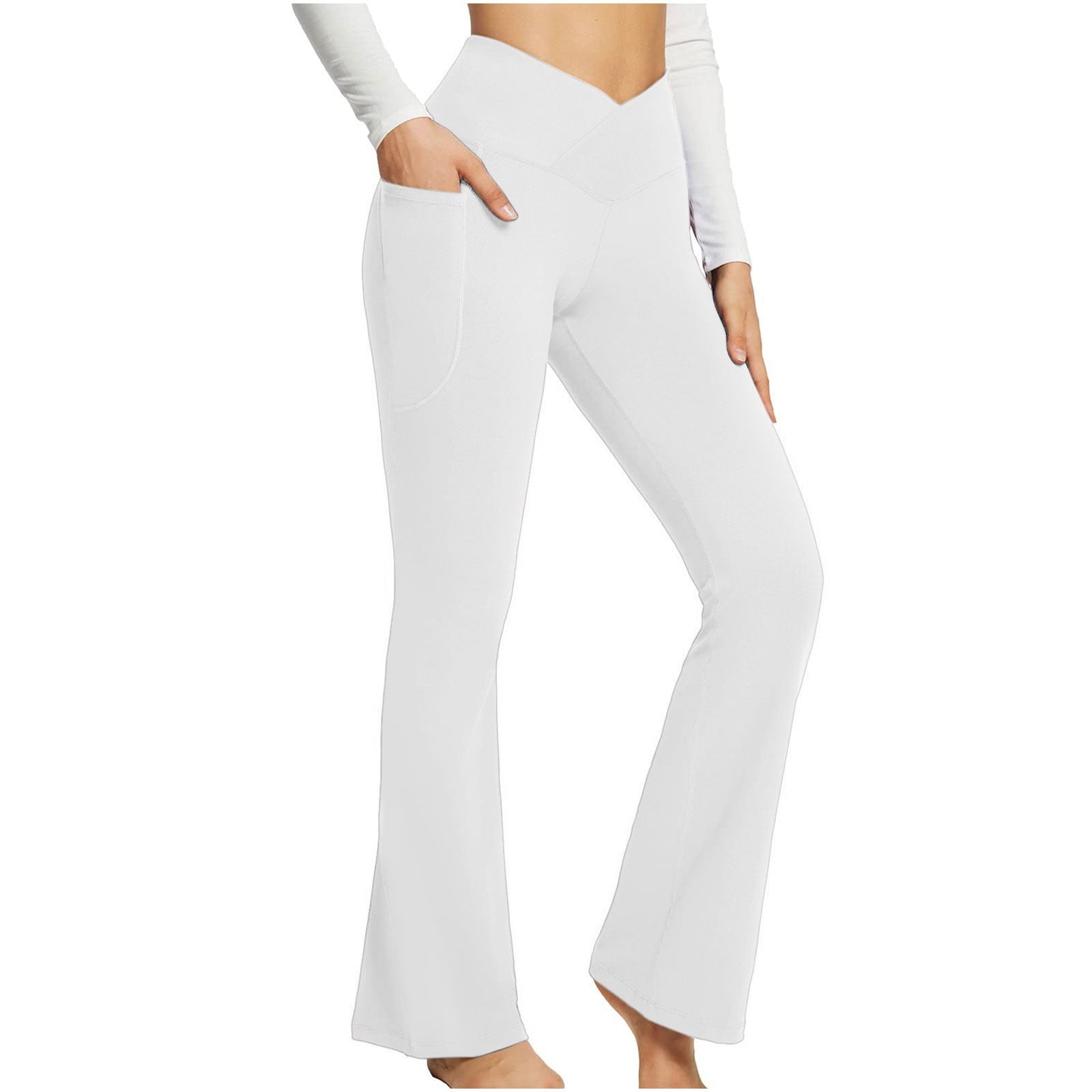 Yoga Pants with Pockets for Women Casual V Cross High Waist Butt ...