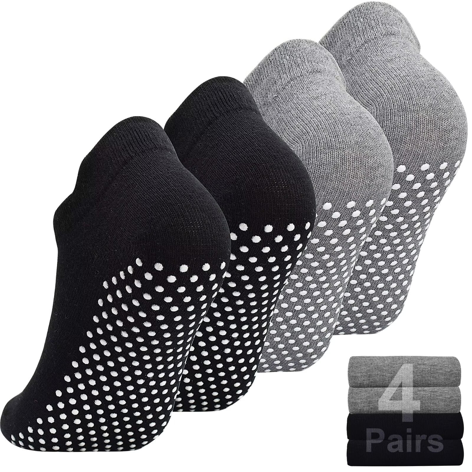 Yoga Pilates Socks Women, 4 Pairs Non Slip Barre Home Hospital Workout ...