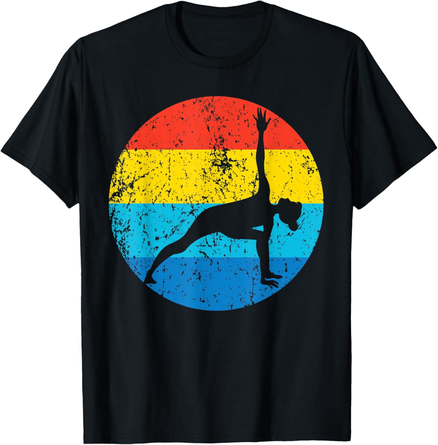Yoga Pose Retro 1970's Style Circle T-Shirt men and women can wear ...