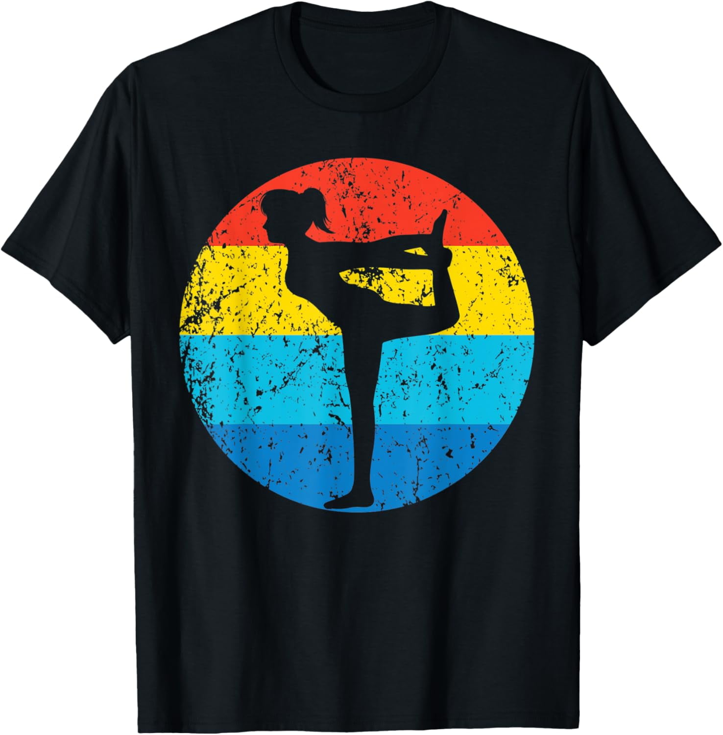 Yoga Pose Yoga Retro 1970's Style Circle T-Shirt men and women can wear ...