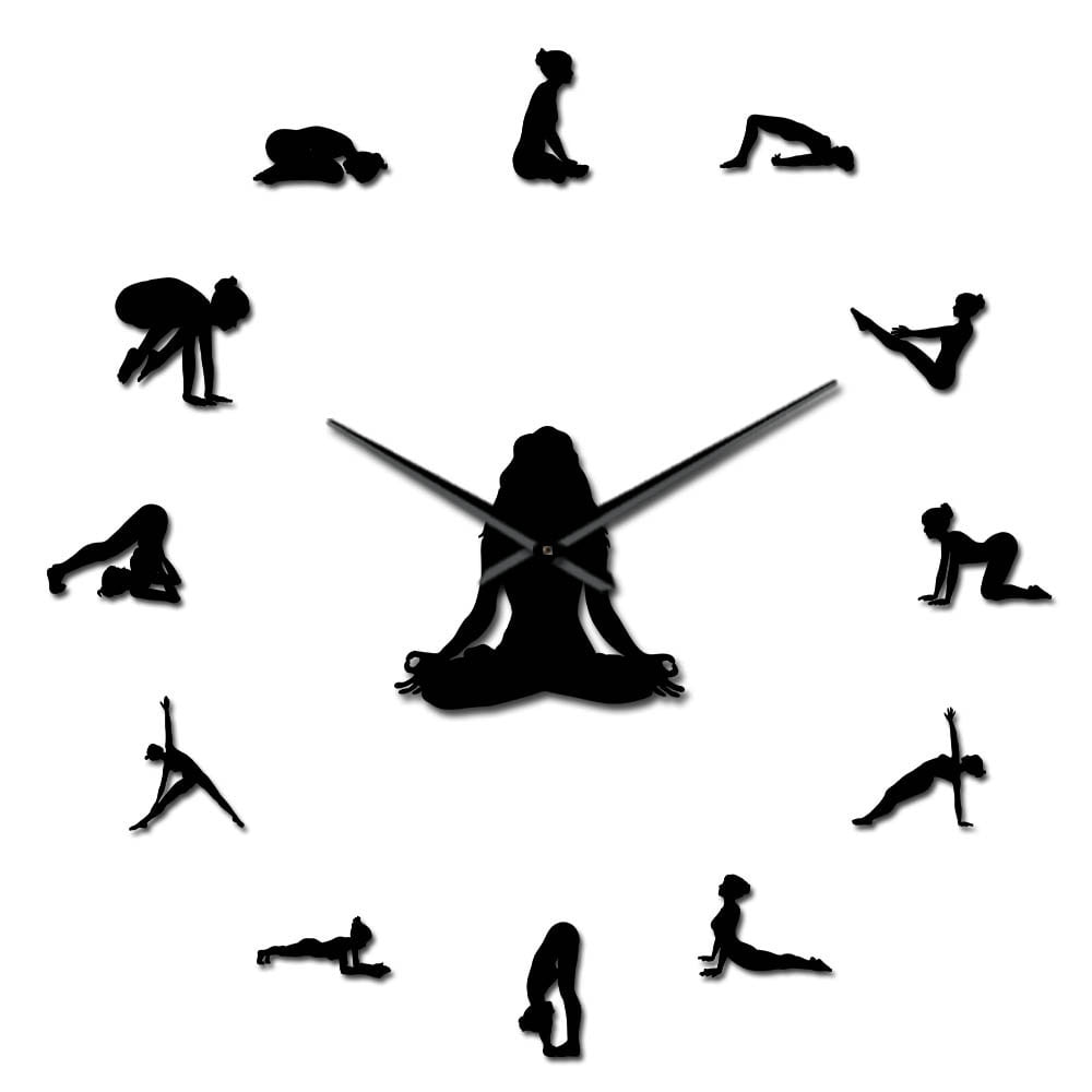 Yoga Poses DIY Giant Wall Clock Find Your Balance Meditation Wall Art ...