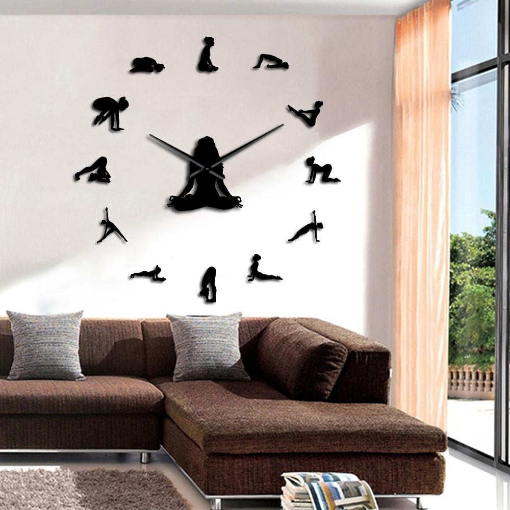 Yoga Poses DIY Giant Wall Clocks Find Your Balance Meditation Wall Art ...