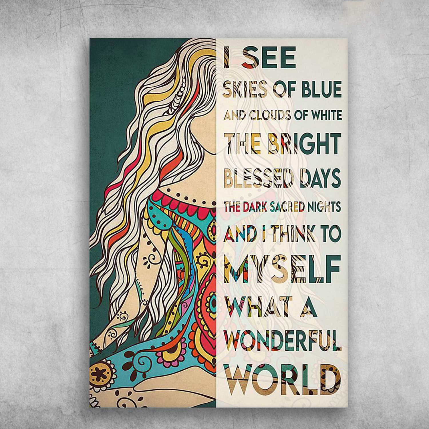 Yoga Poster, Yoga Girl, I See Skies Of Blue, And Clouds Of White, The ...