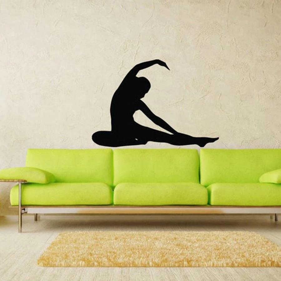 Yoga Posture Girl Wall Vinyl Sticker Bedroom Yoga Studio Dance Room ...