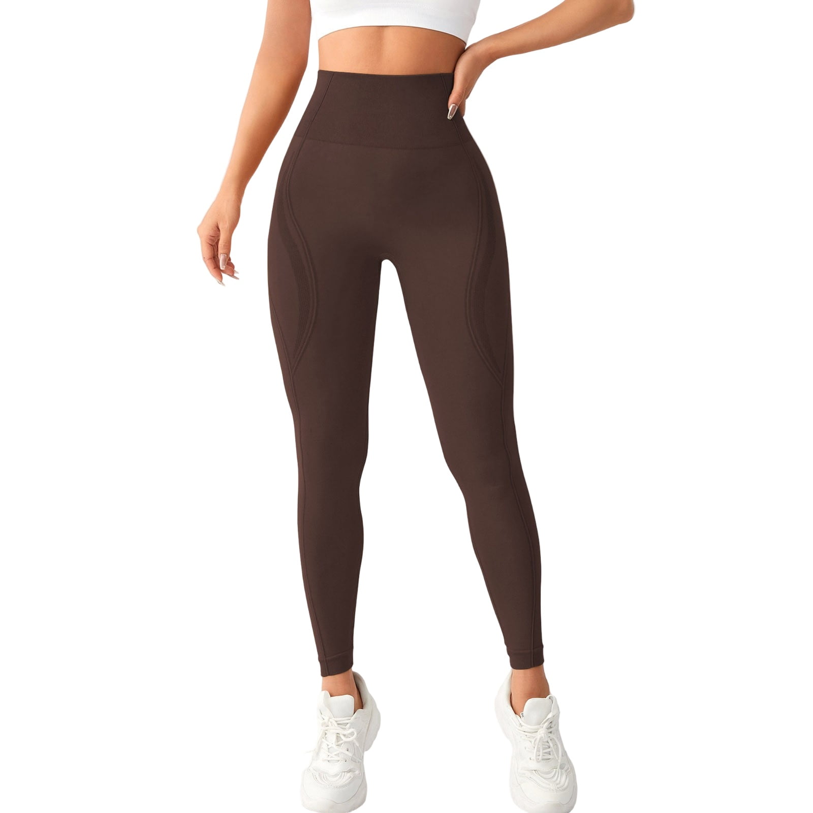 Womens Booty Scrunch Leggings High Waist Ruched Yoga Pants Side Pockets ...