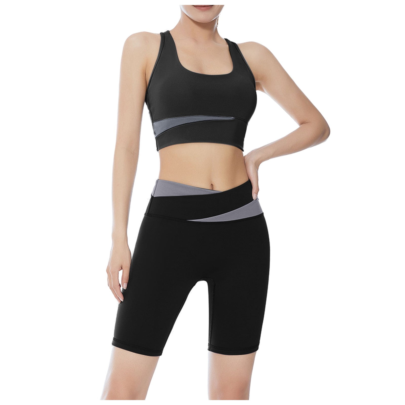 Yoga Set Splicing High Waisted Tight Fast Drying Bra Collision Belly ...