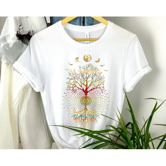 Yoga Shirt Yoga Tree Shirt Moon Forest Shirt Moon Forest Tree of Life ...