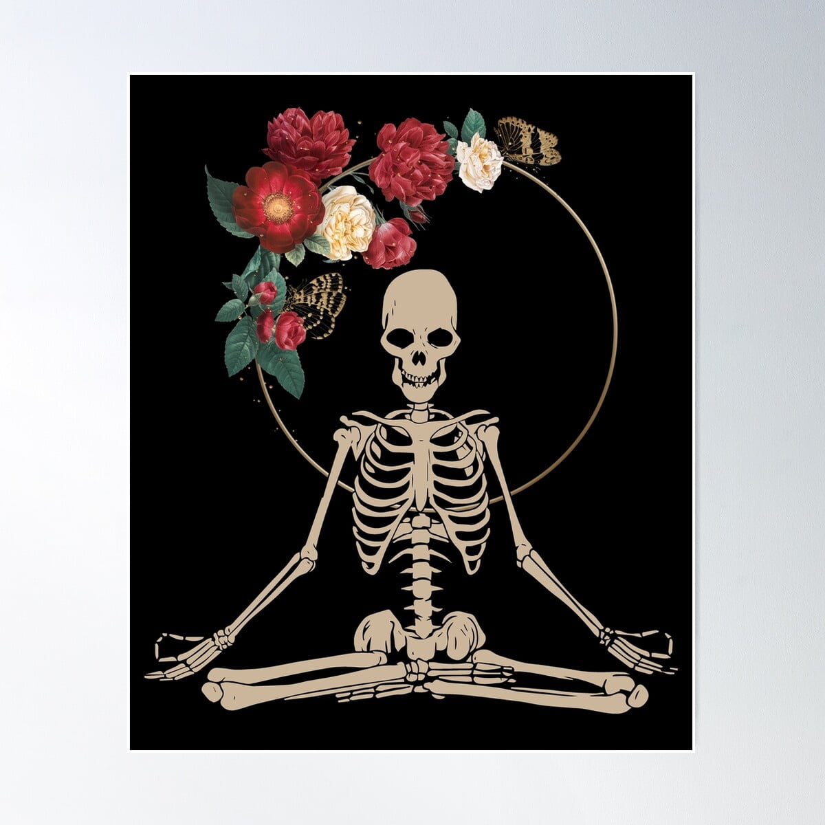 Yoga -Skeleton-Yoga- How To Meditate-Skeleton Meditation Flower Poster ...