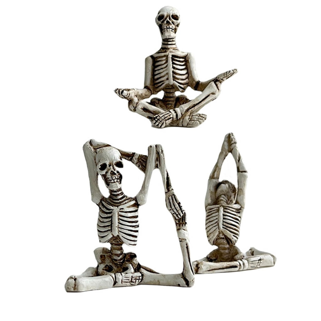 Yoga Skeletons Statue Meditating Skull Figurines Home Decorative Set of ...