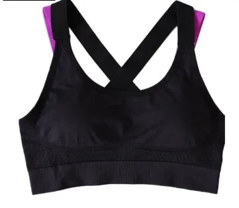 Yoga Sports Bra Full Cup quick dry Top Shockproof Cross Back Push Up Workout Bra For women Gym ...