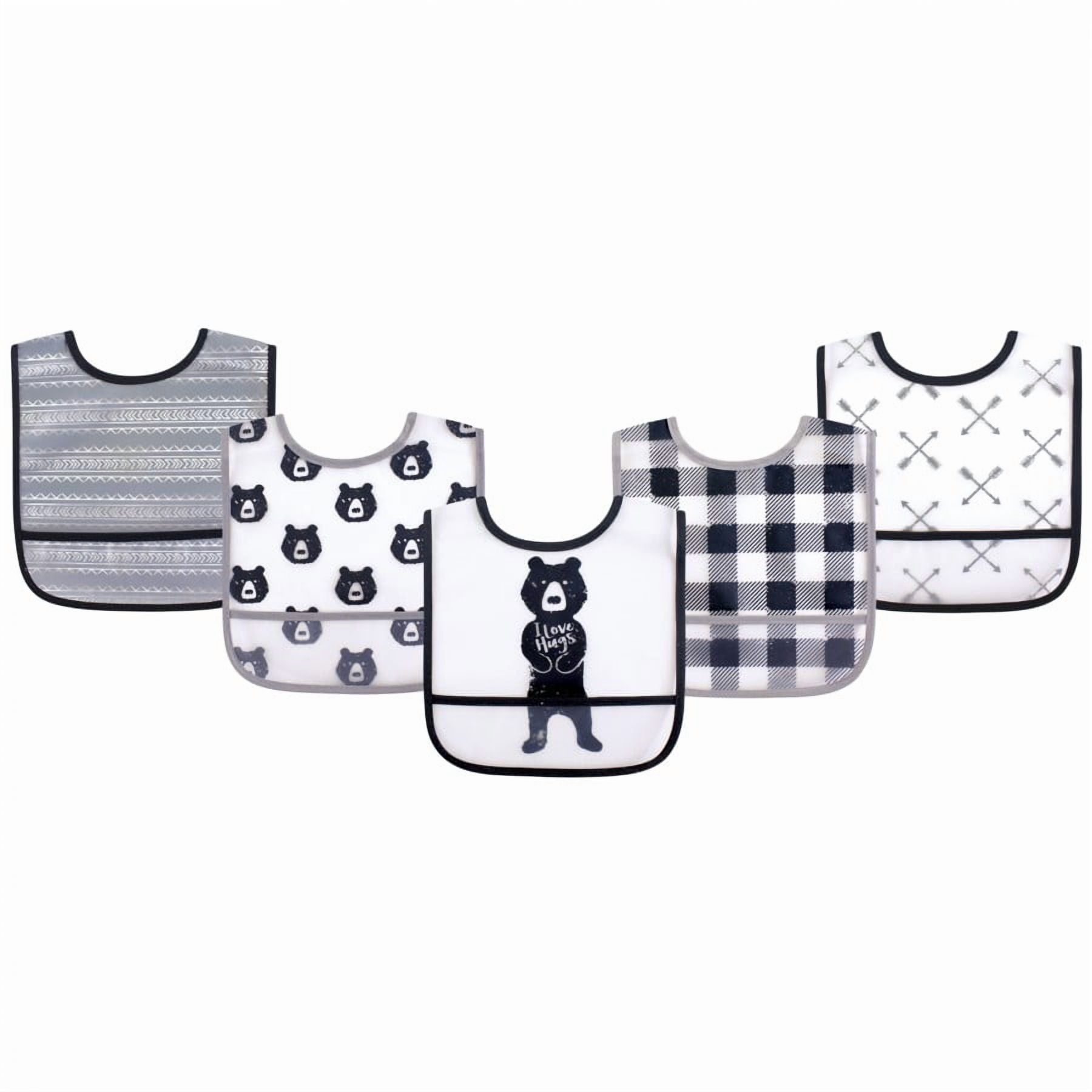 Yoga Sprout Baby Boy Waterproof PEVA Bibs 5pk, Bear Hugs, One Size ...