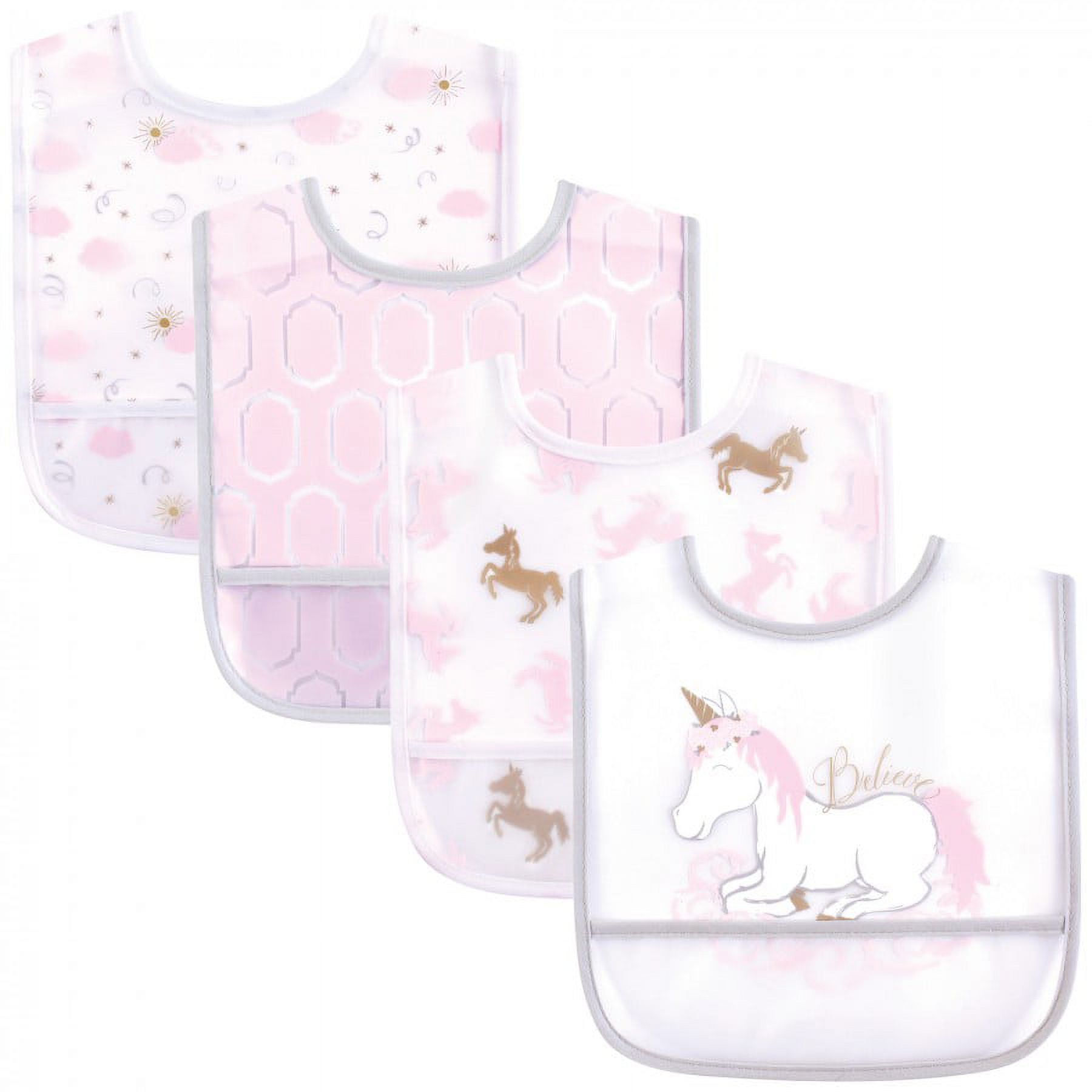 Yoga Sprout Baby Girl Waterproof PEVA Bibs 4pk, Unicorn, One Size ...