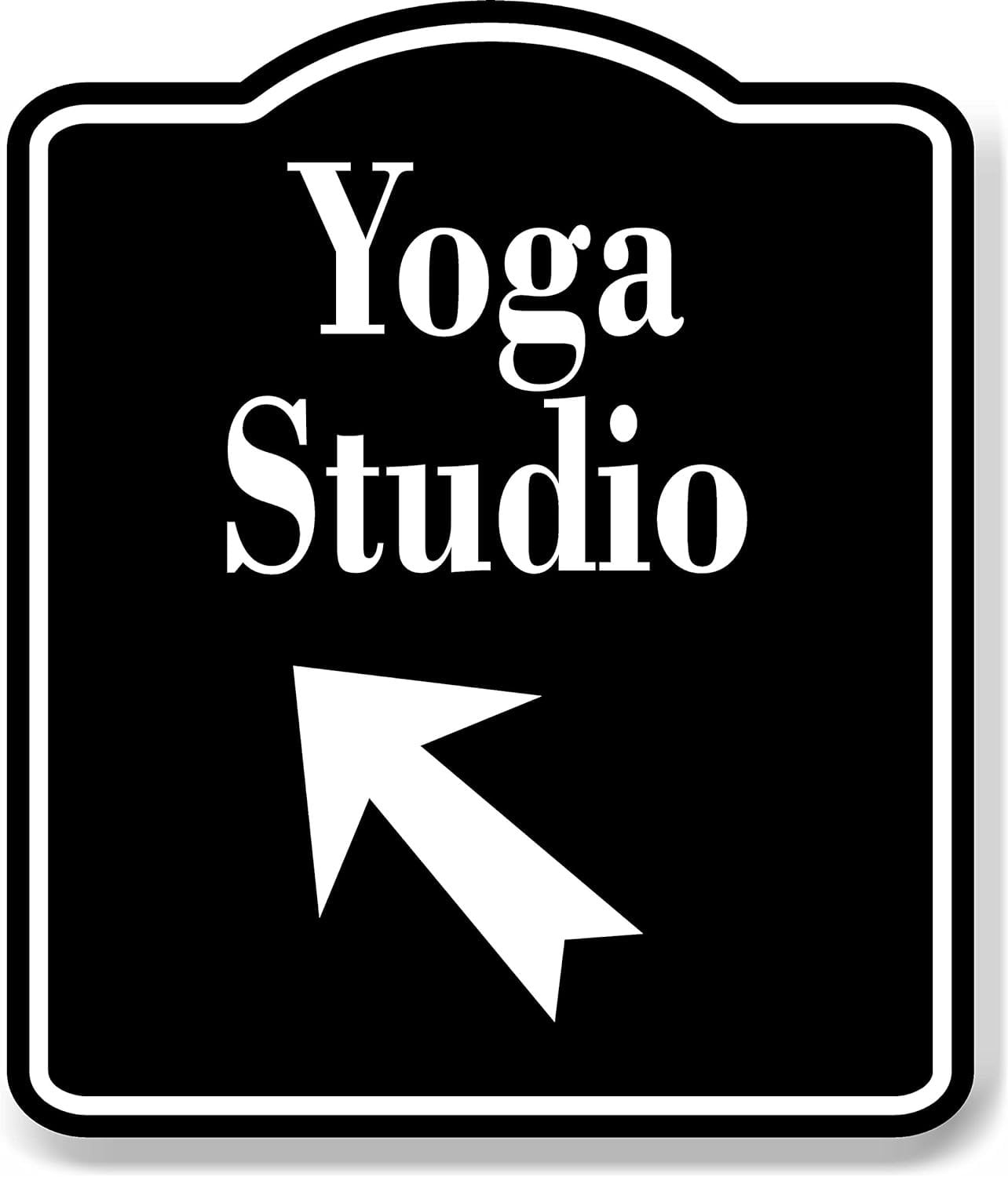 Yoga Studio 45 Degree Up Left Arrow BLACK Aluminum Composite Sign, 20 ...