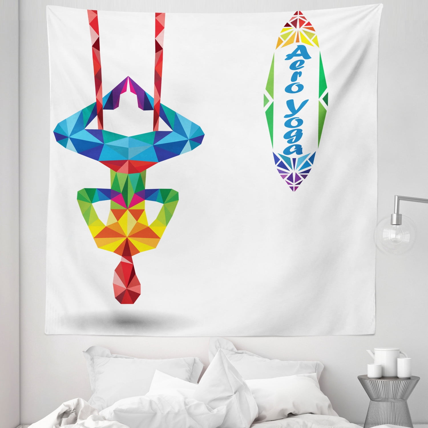 Yoga Tapestry, Aerial Aero Anti-Gravity Yoga Theme Colorful Triangles ...
