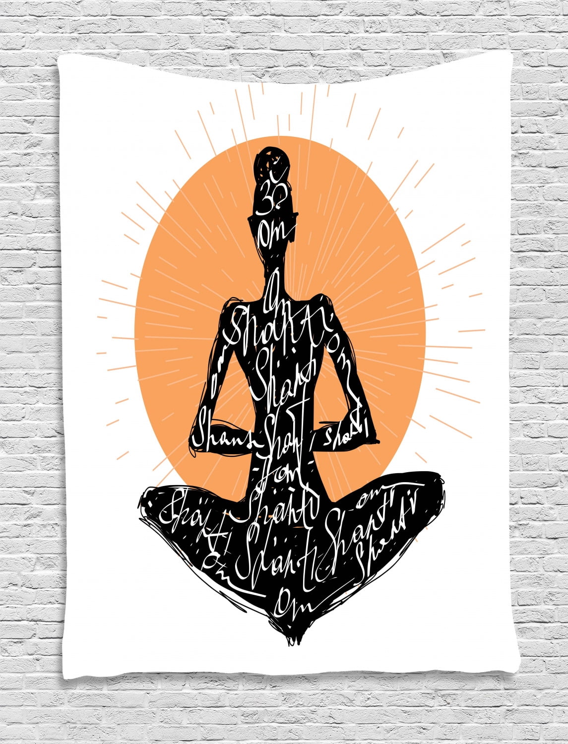 Yoga Tapestry, Silhouette of A Yoga Lady in Lotus Pose Meditating ...