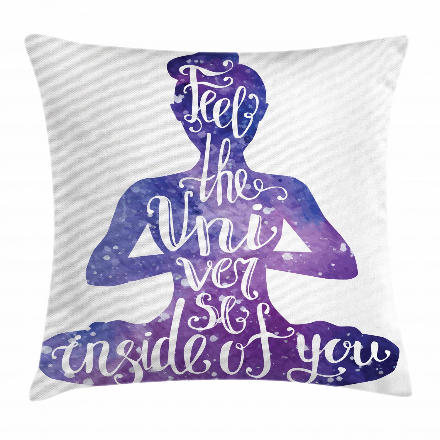 Yoga Throw Pillow Cushion Cover, Female Silhouette with Watercolor ...