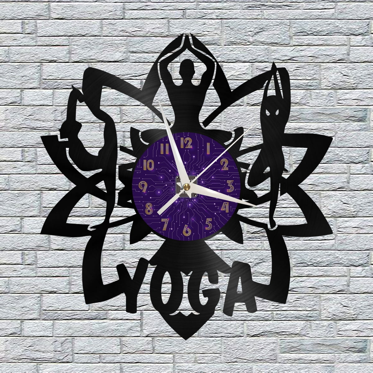 Yoga Vinyl Wall Clock, Vinyl Record Clock Wall Art Silent & Non-ticking ...