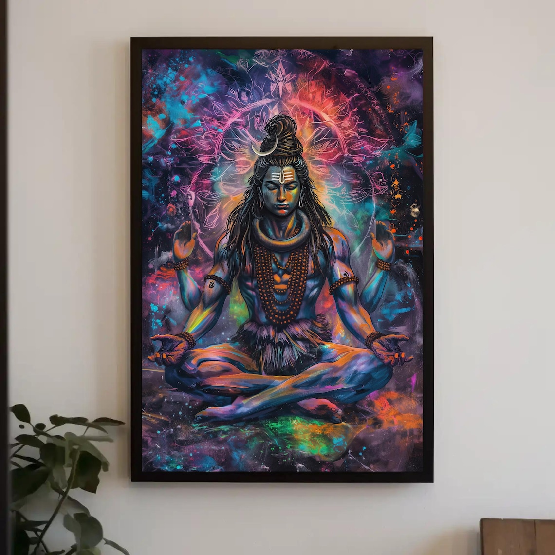Yoga Wall Art, Yogic Lord Shiva Meditation, Meditation Room Wall Decor ...