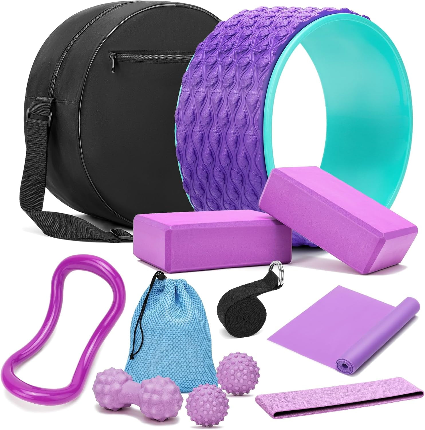 Yoga Wheel Set, Wheel Foam Roller with Back Cracker Roller for Pain ...
