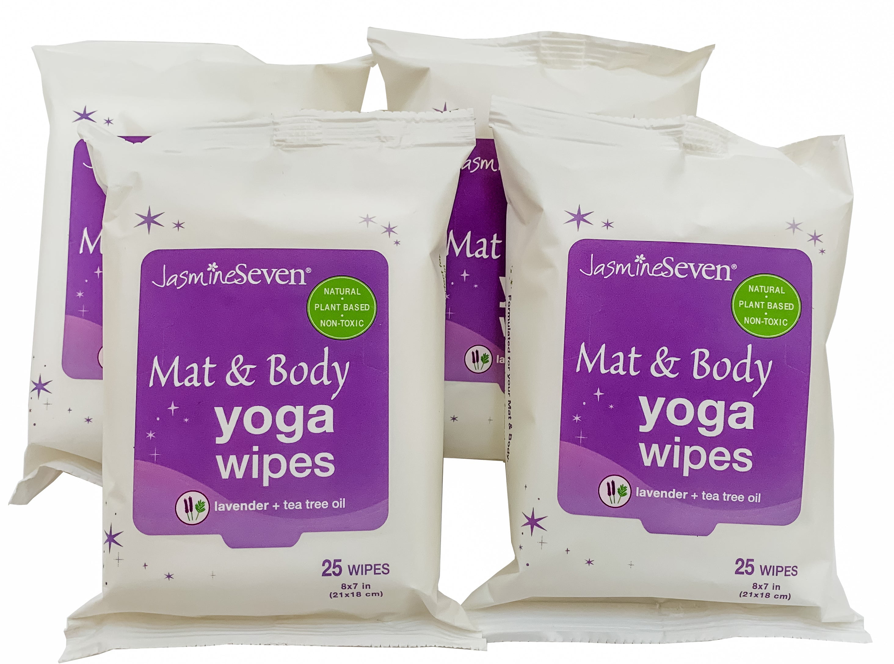 Yoga Wipes for Mat and Body - Natural Lavender - 25ct packs - Set of 4 ...