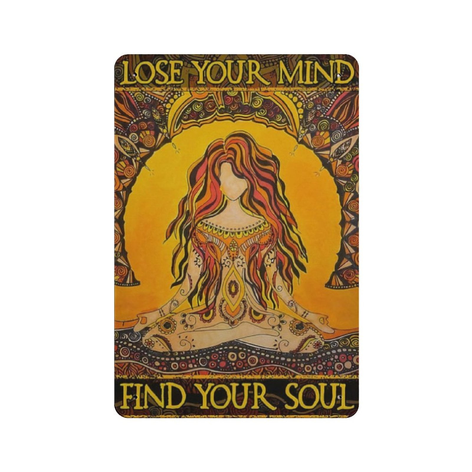 Yoga tin sign, Hippie Girl Yoga tin sign, Vintage Meditation tin sign ...