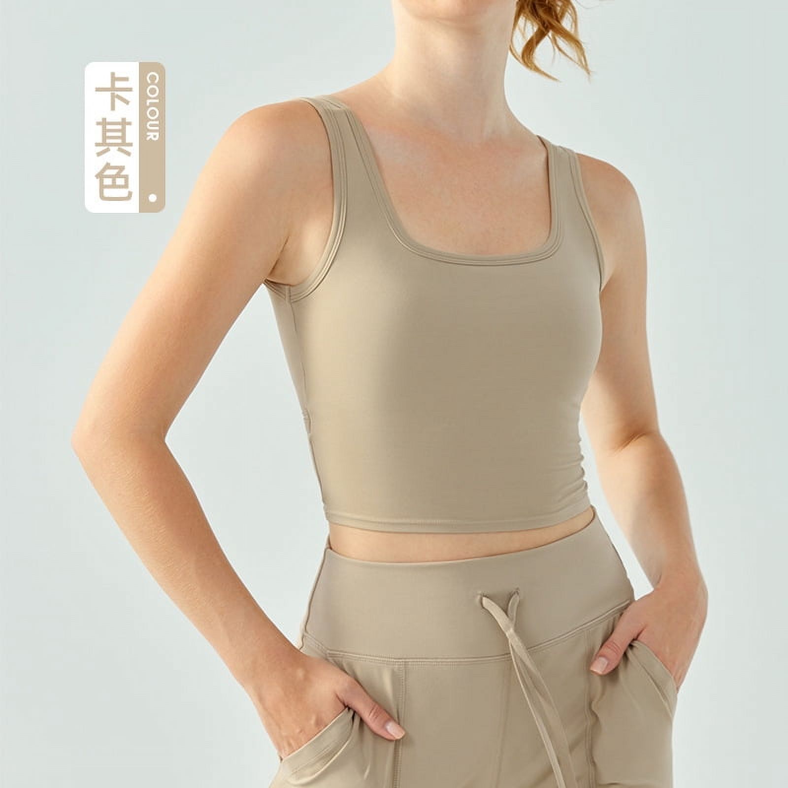 YogaYoga Vest Women's Water Drop Semi-Fixed Cup Nude Feel Cross Beauty ...