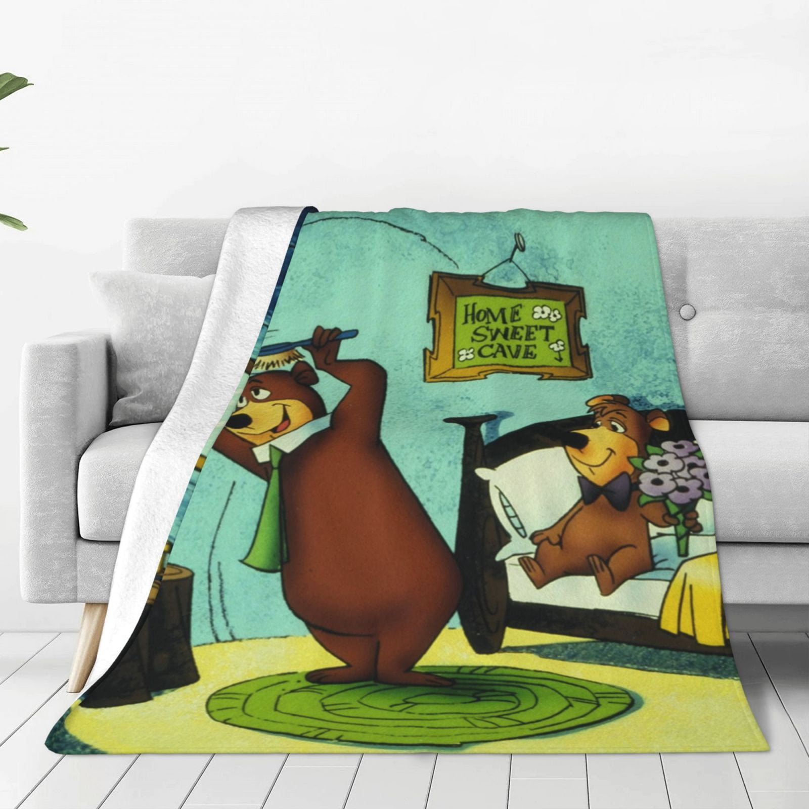 Yogi Bear Blanket Cute Character All Season Warm Fuzzy Plush Throw ...