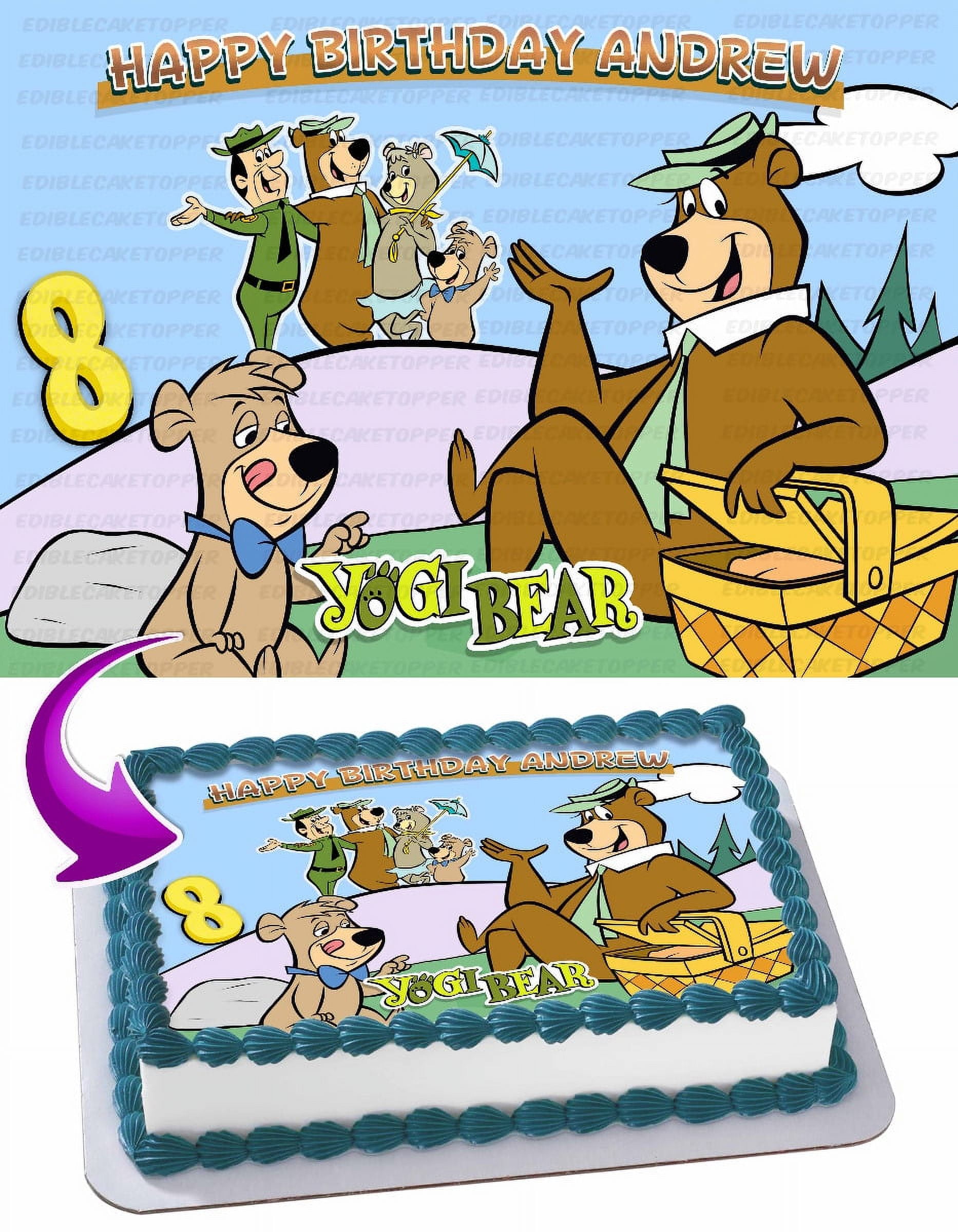 Yogi Bear Edible Cake Image Topper Personalized Birthday Party 1/4 ...