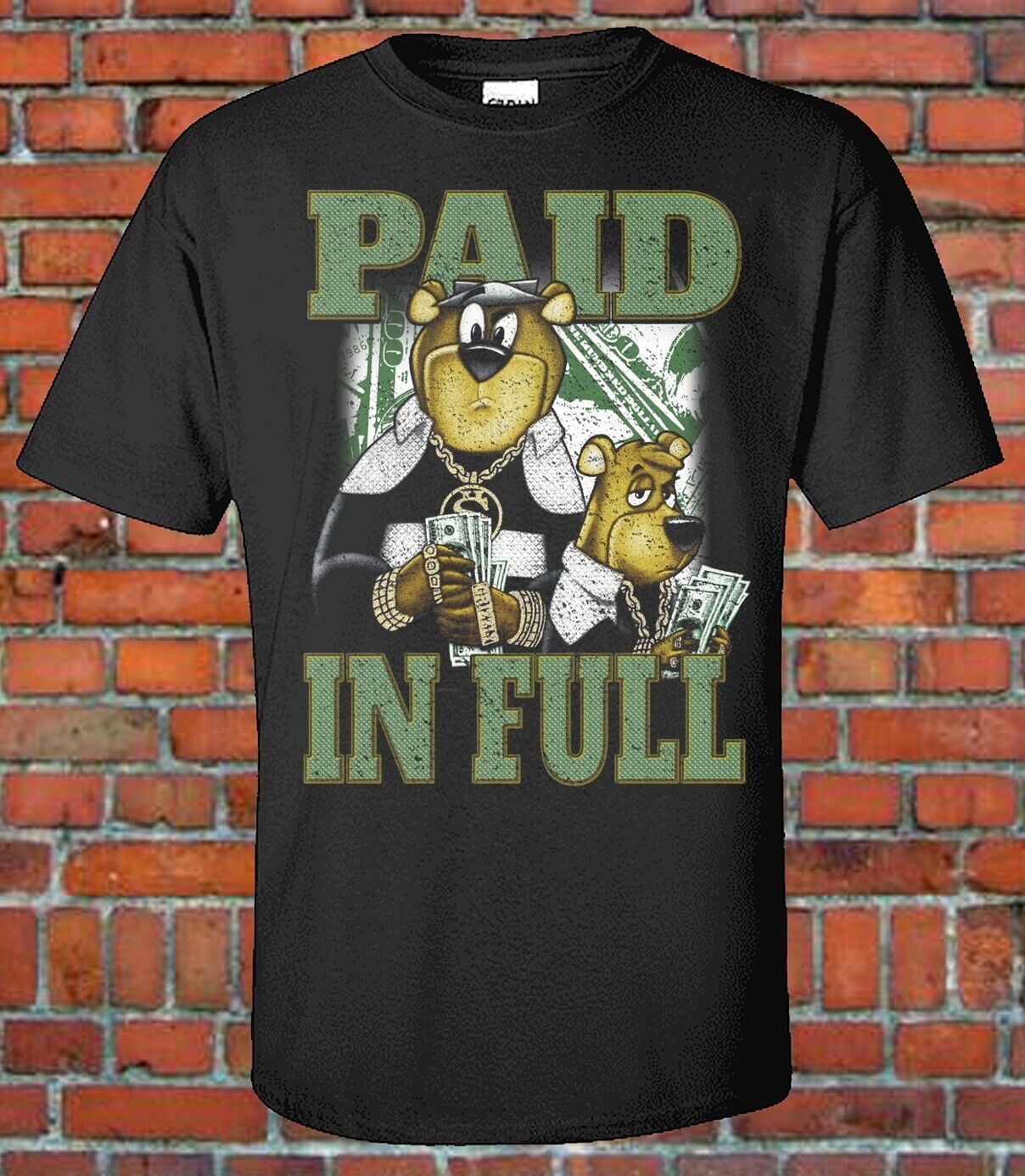 Yogi & Boo Boo as Eric B & Rakim Paid In Full Album Cover Graphic Tee ...