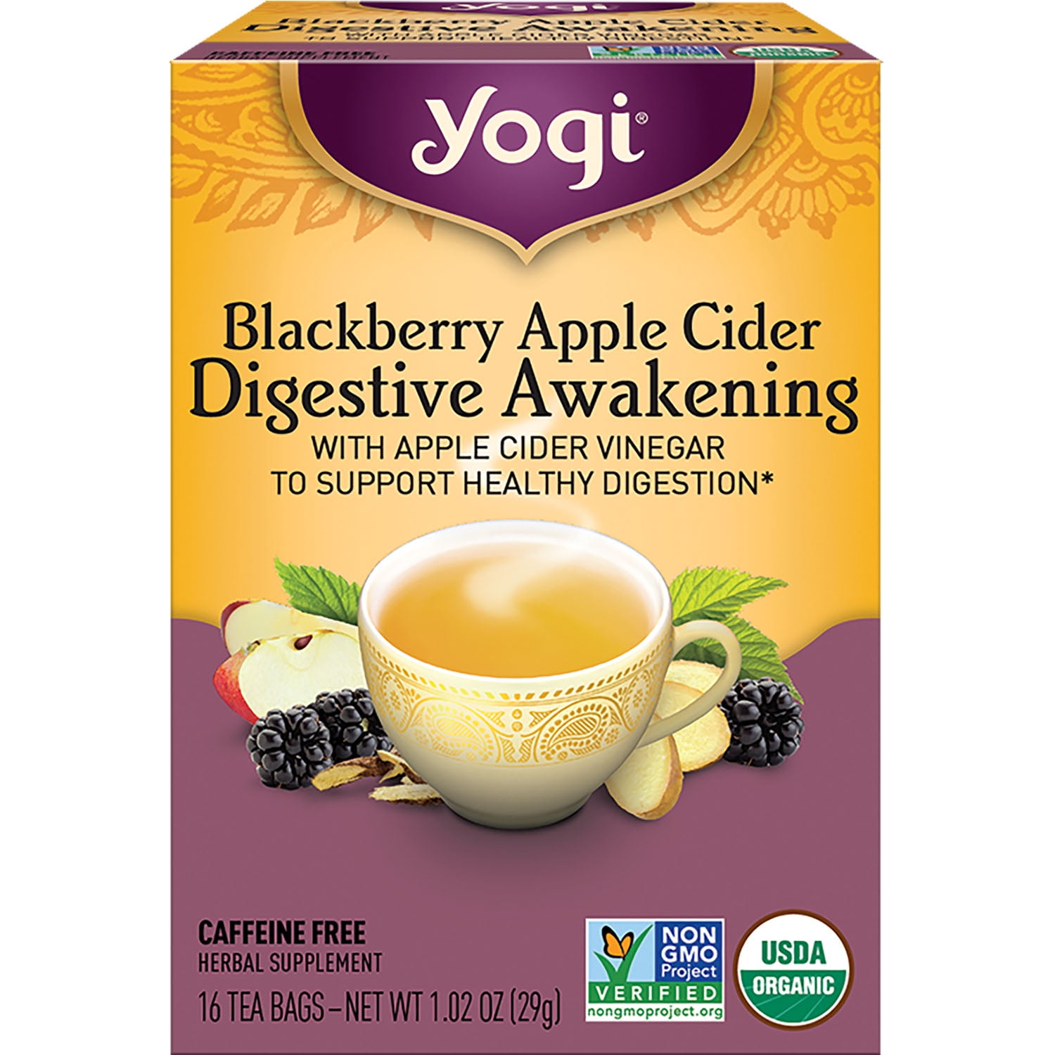 Yogi Tea Blackberry Apple Cider Digestive Awakening, Herbal Tea Bags ...
