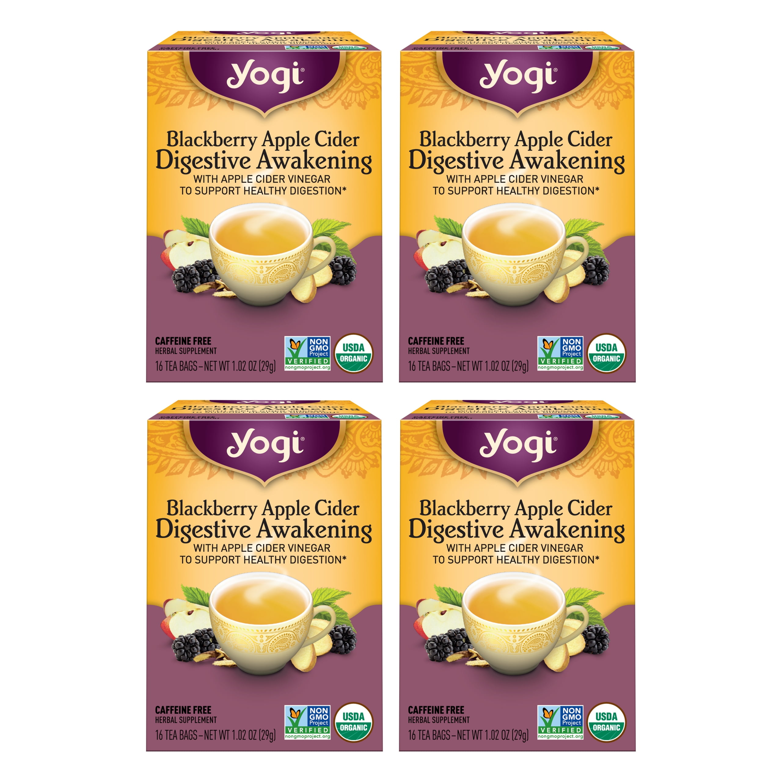 Yogi Organic Herbal Tea Bags, Blackberry Apple Cider Digestive ...