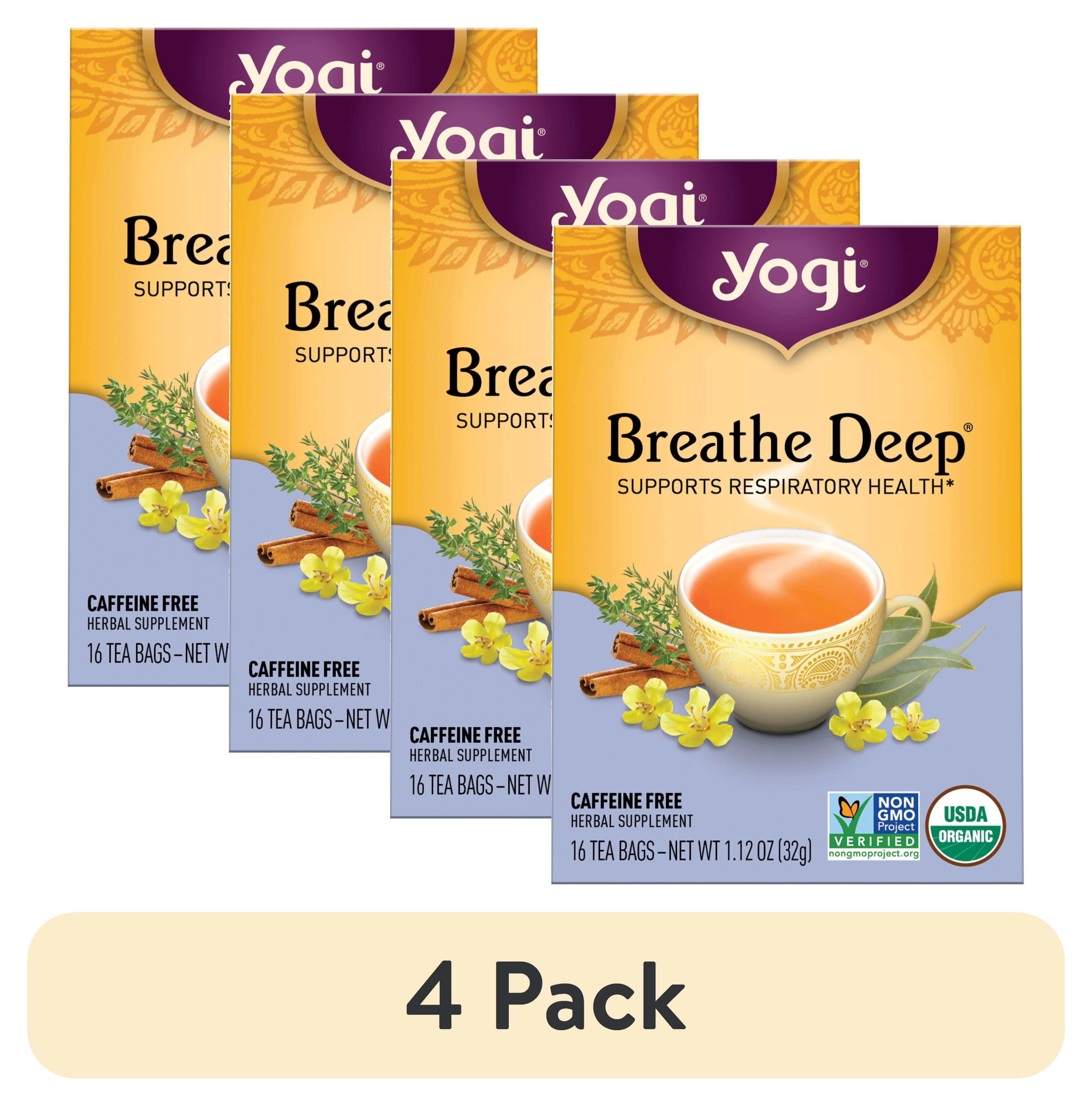 (4 pack) Yogi Tea Breathe Deep, Caffeine-Free Organic Herbal Tea Bags, 16 Count - Walmart.com