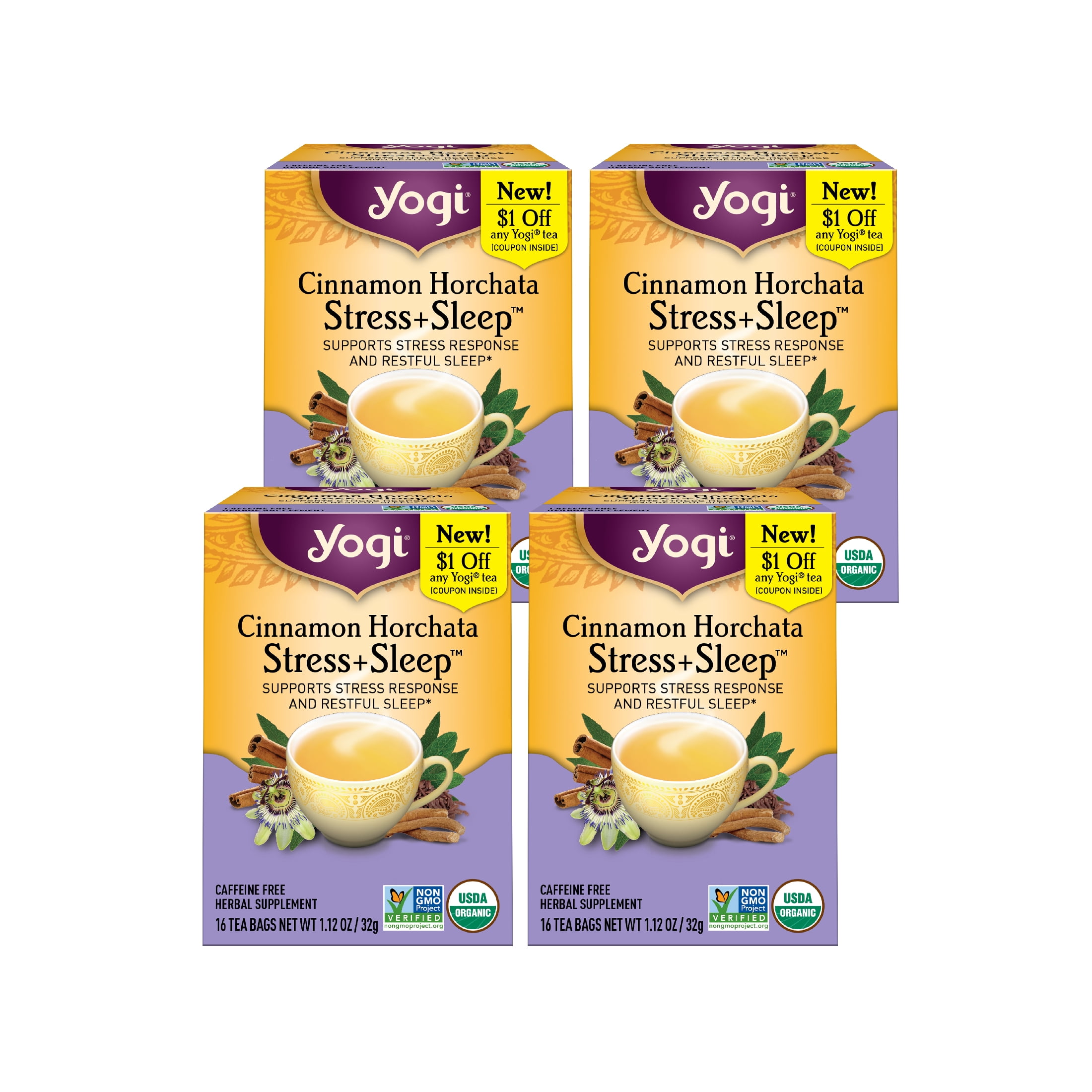 Yogi Tea, Cinnamon Horchata Stress + Sleep, Herbal Tea, Wellness Tea ...