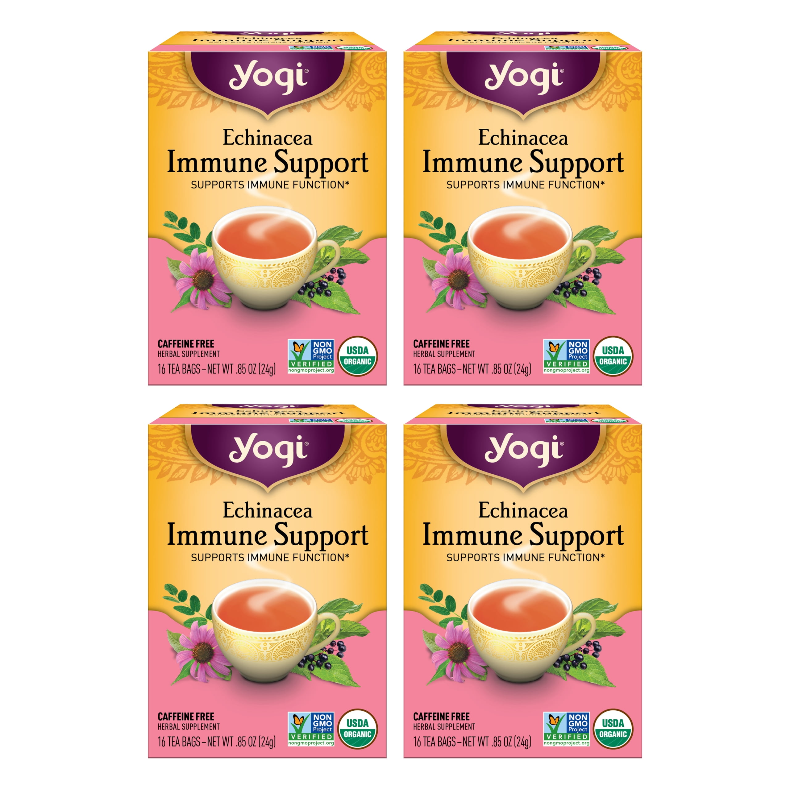 Yogi Tea Organic Herbal Wellness Tea, Echinacea Immune Support with ...