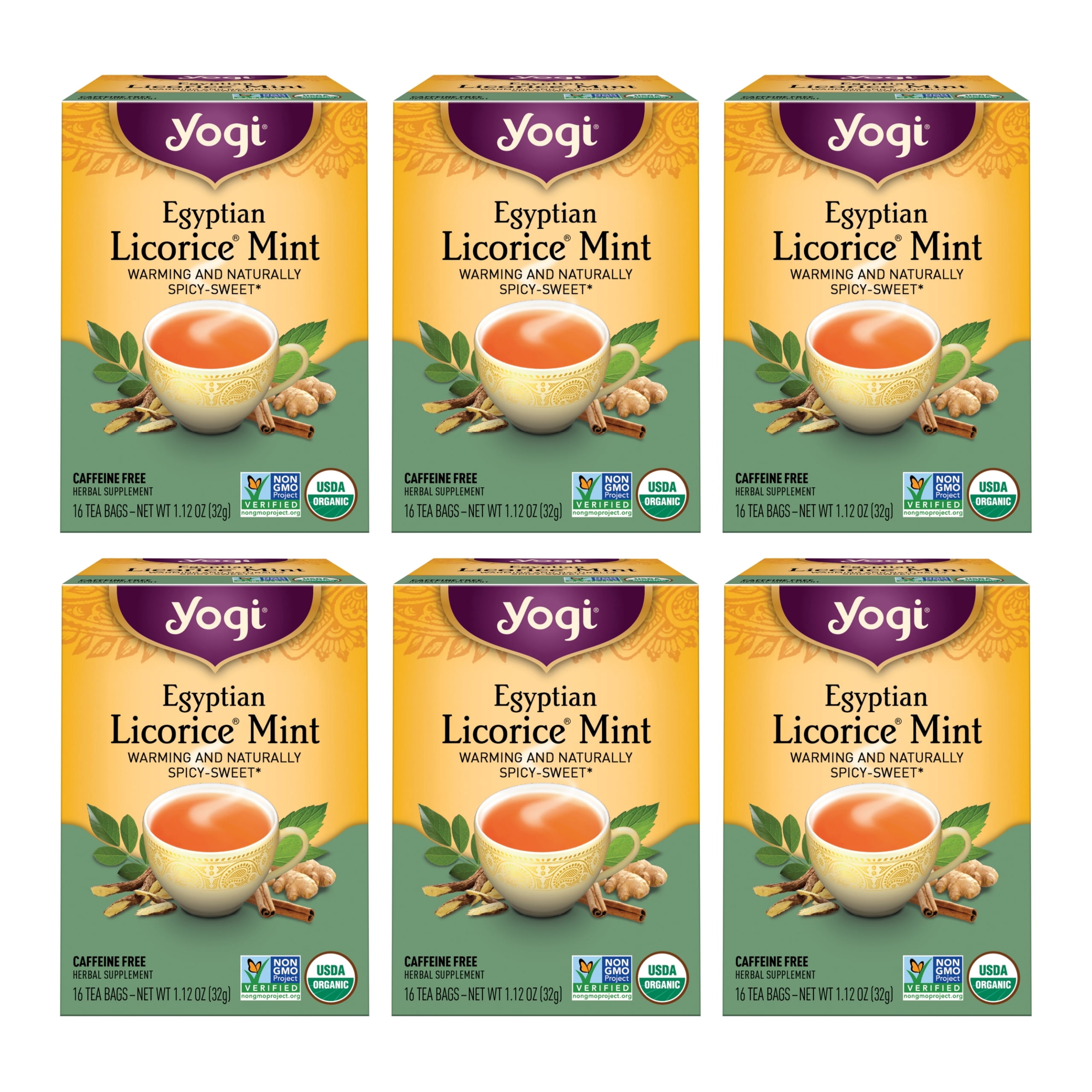 Yogi Tea Organic Egyptian Licorice Mint & Ginger Herbal Wellness Tea ...
