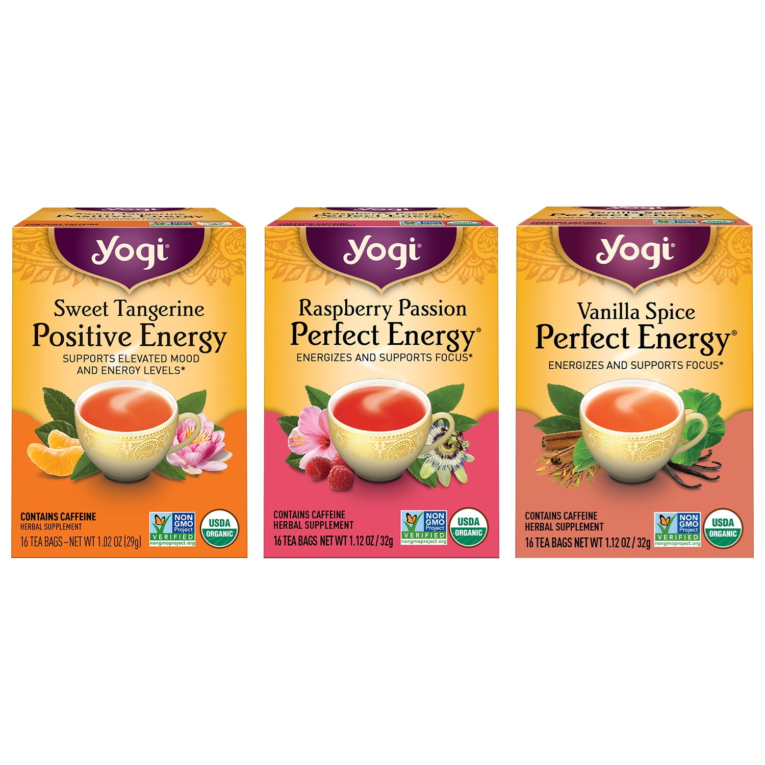 Yogi Tea Energy Tea Variety Pack Sampler, Wellness Tea Bags, 3 Boxes of ...