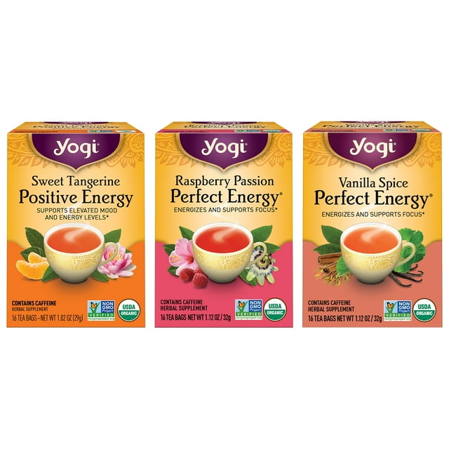 Yogi Tea Energy Tea Variety Pack Sampler, Wellness Tea Bags, 3 Boxes of ...