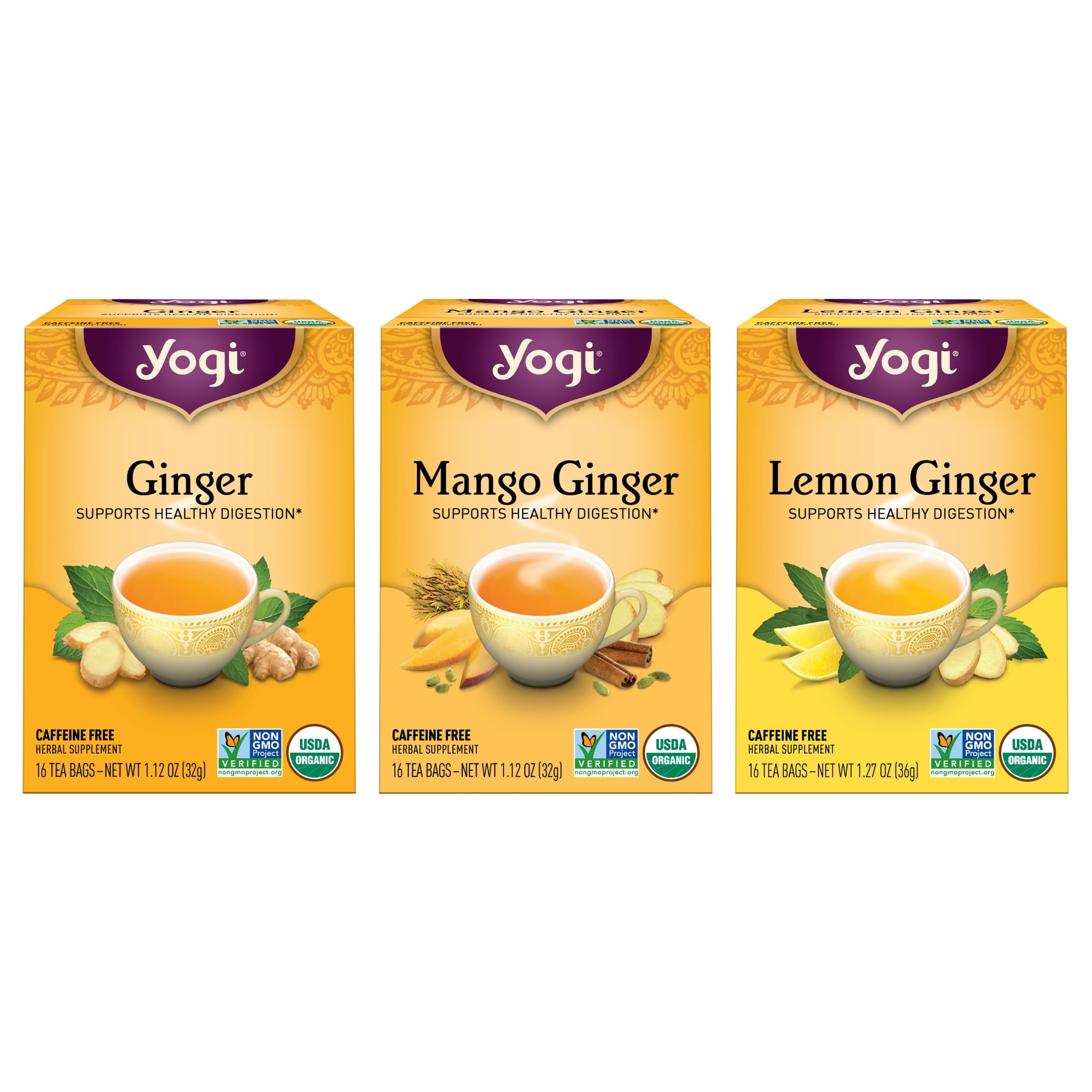 Yogi Tea Ginger TWE5 Variety Sampler - 16 Bags per Pack (3 Packs ...