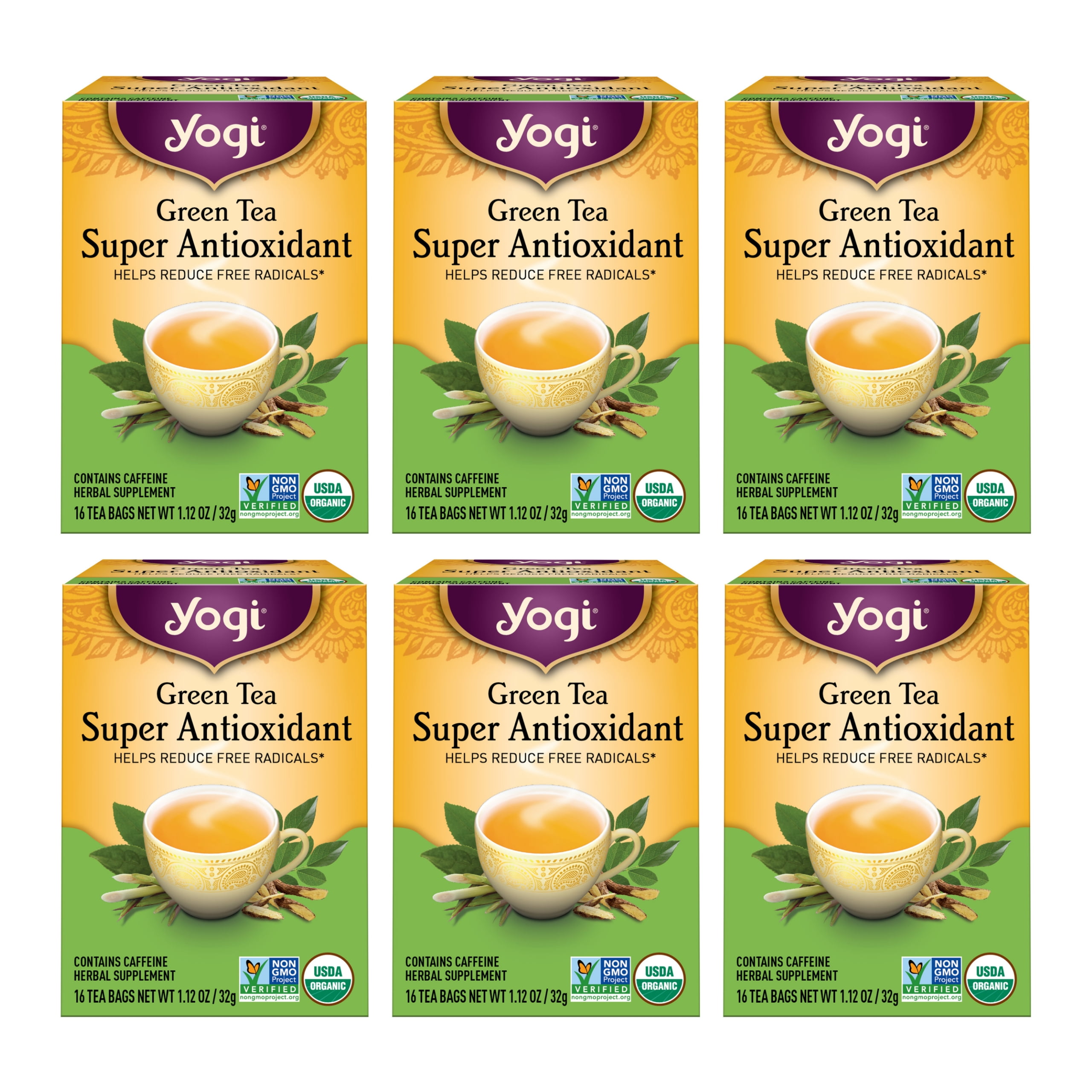 Free Shipping! Yogi Green Tea Super Antioxidant Wellness Tea Bags, 6 ...