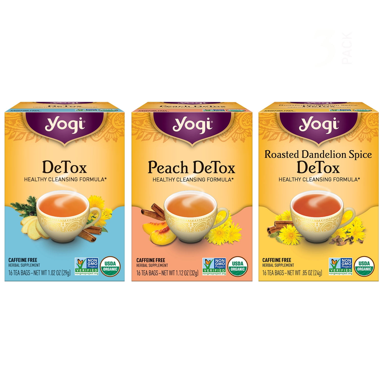 Yogi Tea Herbal DeTox Tea Variety Pack, Caffeine-Free , Wellness Tea ...