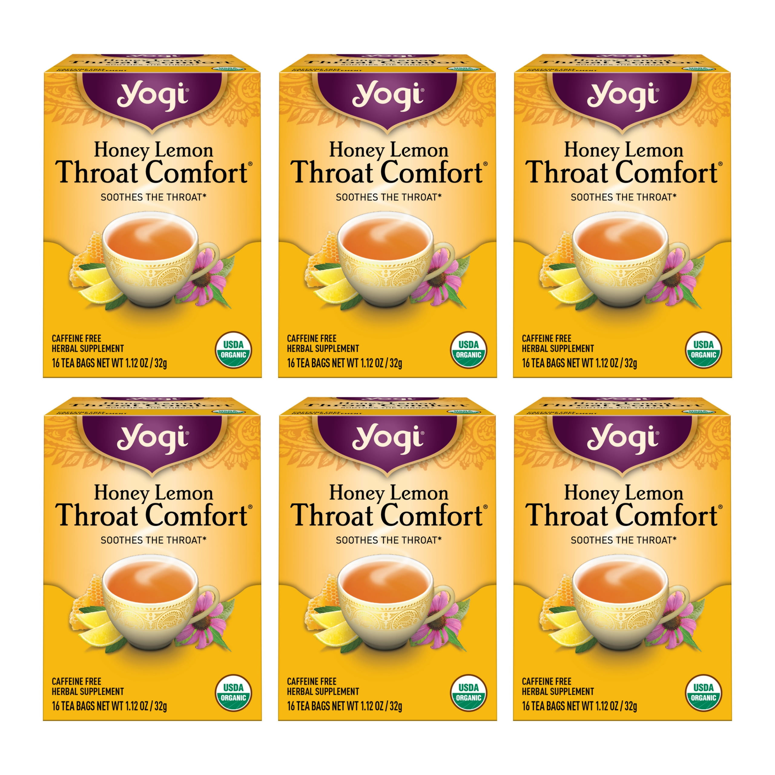 Yogi Tea Honey Lemon Throat Comfort, Organic Herbal Tea, Wellness Tea ...
