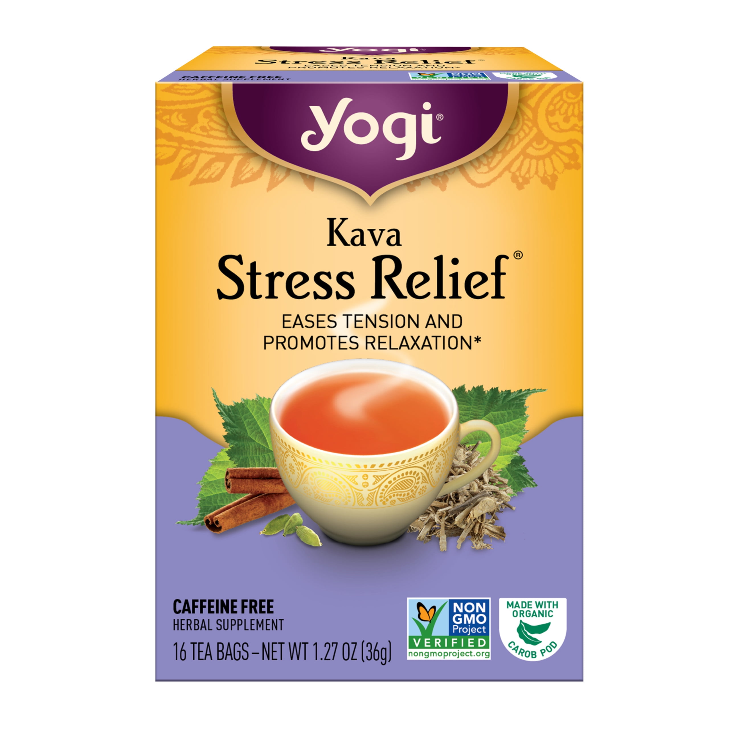 Yogi, Herbal Tea, Kava Stress Relief, Caffeine-Free, 16 Count - Walmart.com