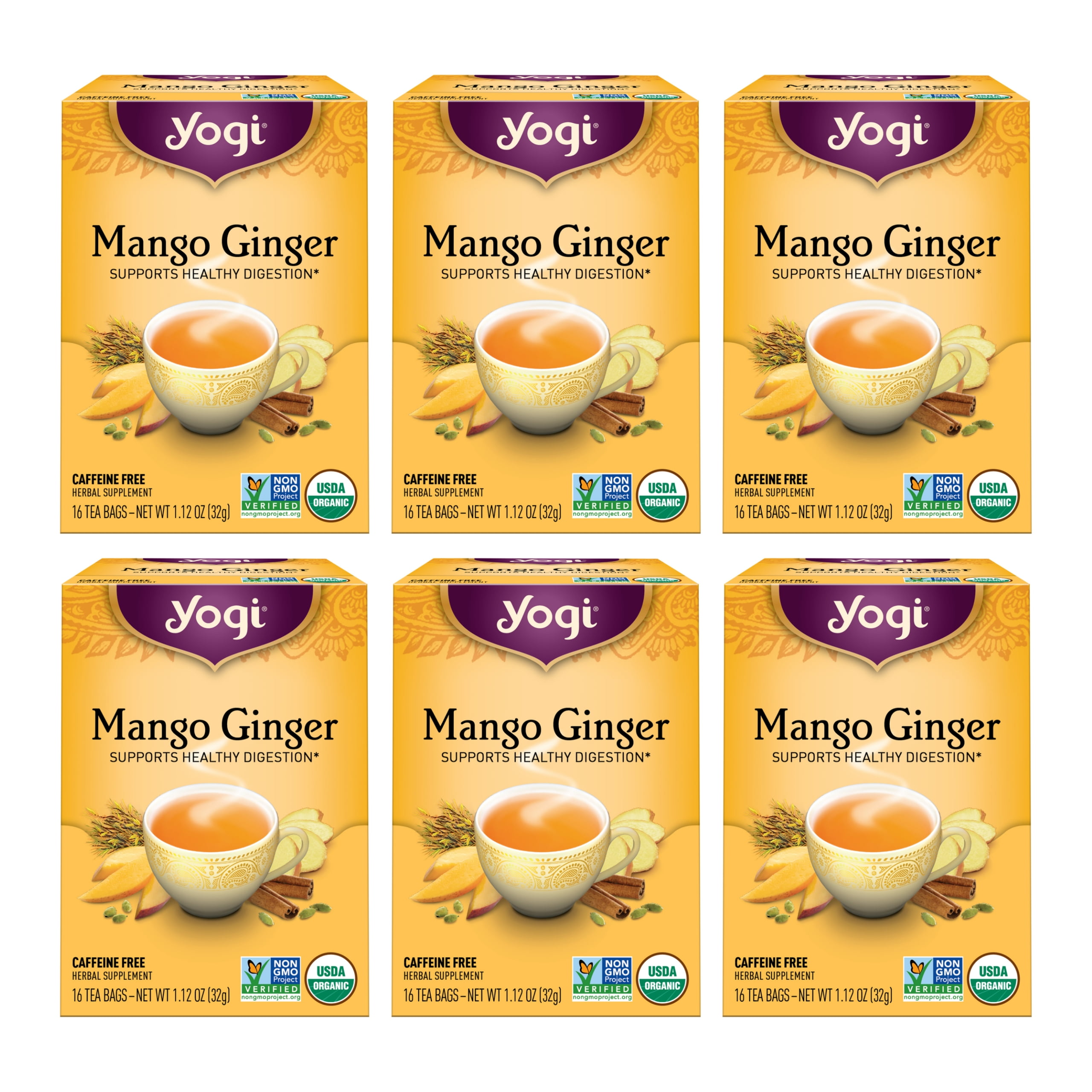 Yogi Organic Mango Ginger Tea, Zesty Flavor & Wellness, Caffeine-free ...
