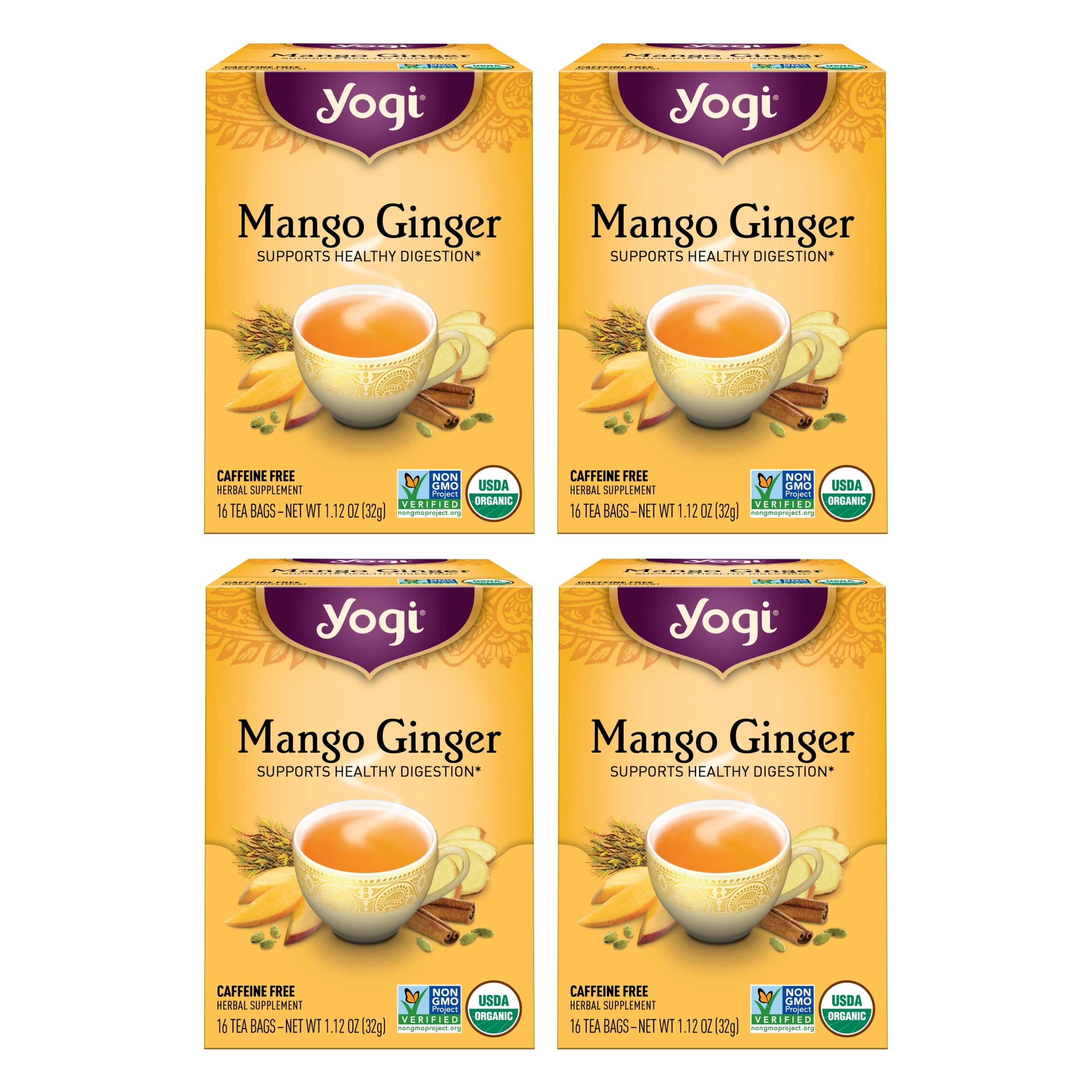 Yogi Mango Ginger Caffeine-Free Herbal Tea for Breakroom - Walmart ...