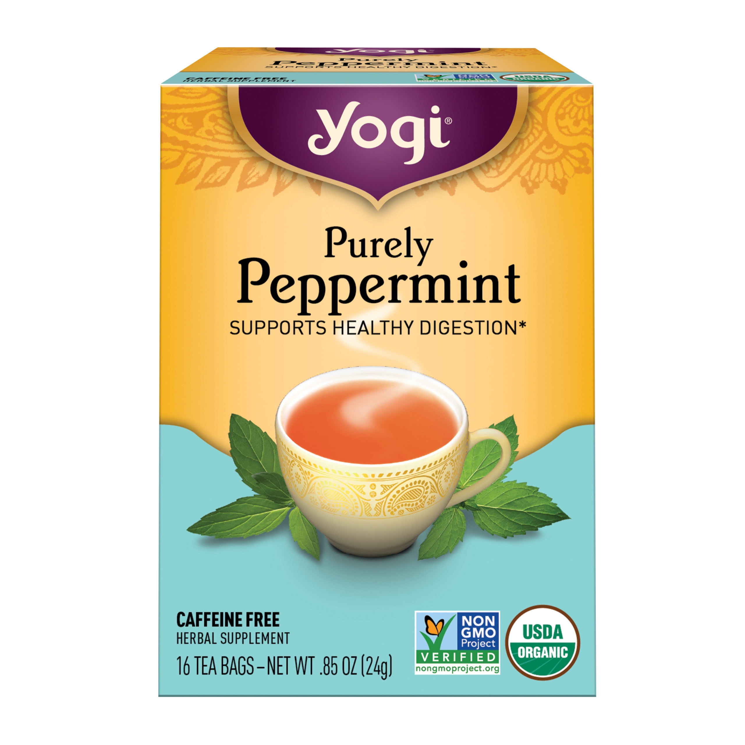 Yogi Purely Peppermint, Organic Herbal Mint Tea Bags, 16 Count ...